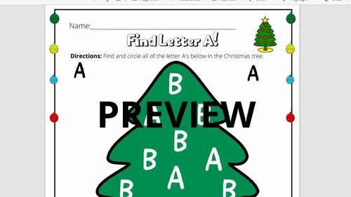 Find the Letter Winter Christmas Tree Theme: Upper Case Letters & Tracing!