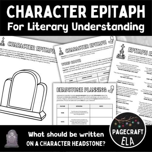 Character Epitaph Writing Activity for Literary Analysis with Planning