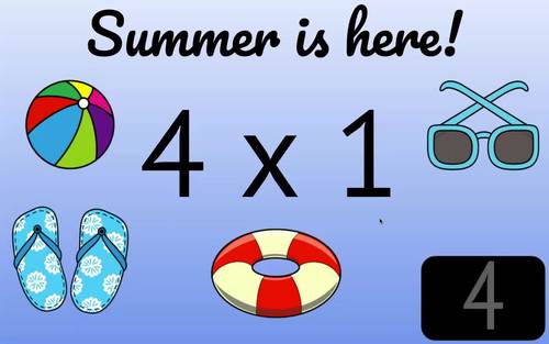 Summer Multiplication Facts Google Classroom™ Digital Flash Cards (0-9)