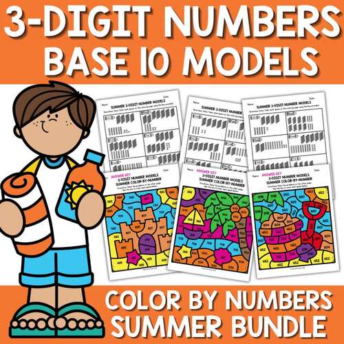 2nd Grade Place Value Summer Color by Number Activities Bundle | 3 ...