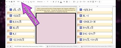 PIXEL ART: Write Polynomial Functions Irrational/Complex Root DISTANCE ...