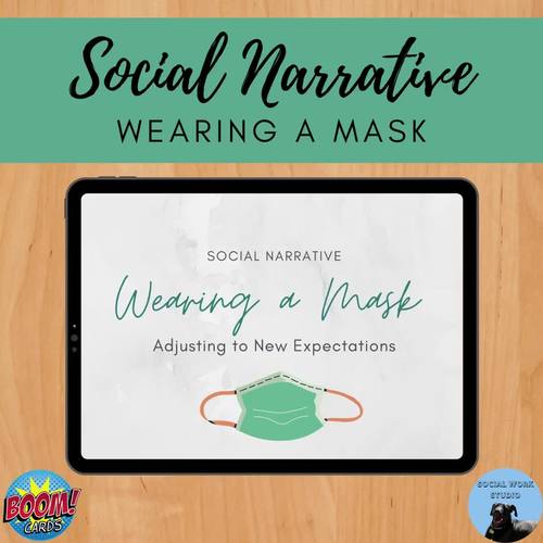 Wearing a Mask -- Social Narrative Boom Cards by Social Work Studio