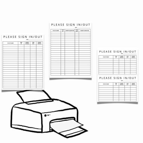 Sign In Sign Out Sheets for Daycares | Daycare Sign In | Daycare Forms