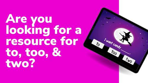 Homophones To, Too, and Two Halloween Boom Cards by Fiddleheads | TPT