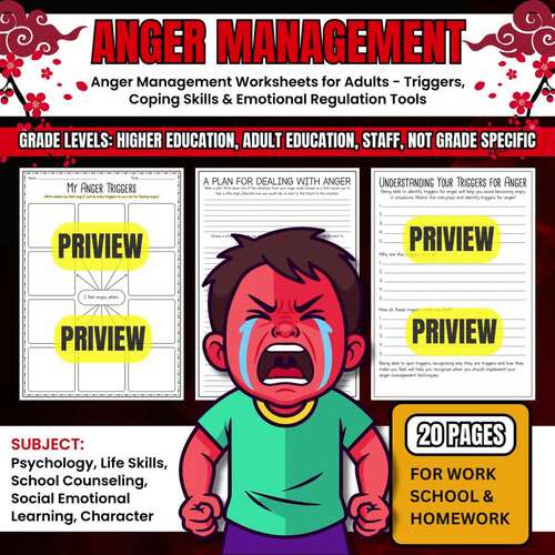 Anger Management Worksheets - Triggers Coping Skills & Emotional ...