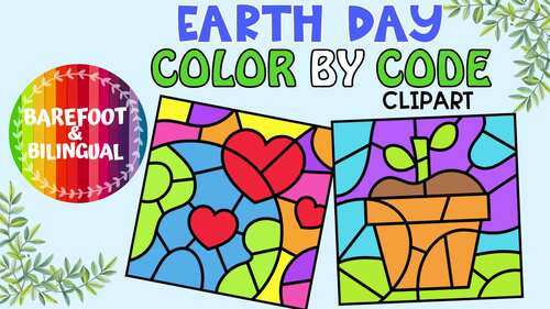 Earth Day Color by Code Clipart | Template Images for Spring & April ...