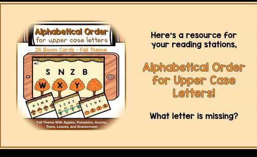 Find The Missing Letter ABC Order for Upper Case Boom™ Cards | TPT