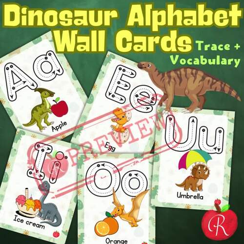 Alphabet Flashcards – Letter Tracing | Dinosaur Theme | Classroom Decor