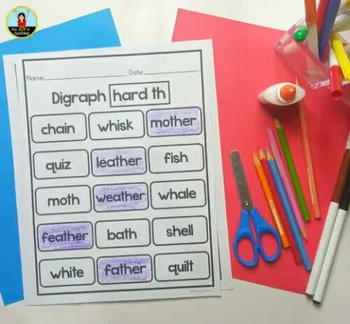 HARD TH Digraph Activity - Posters, Worksheets, Sentences, Reading Passages