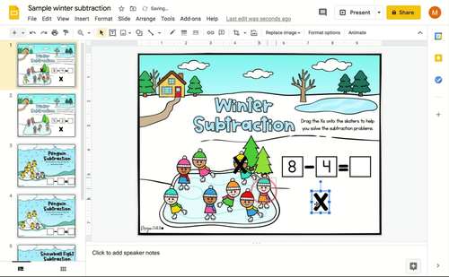 Winter Digital Subtraction for Google Slides Distance Learning by Megan ...