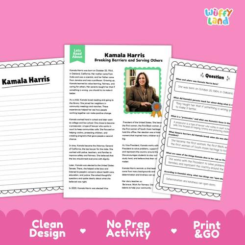 Kamala Harris Biography | Women's History Month Reading Comprehension ...