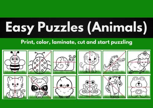 Animals Easy Puzzles by Dishan Collections | TPT