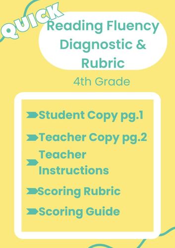 Oral Reading Fluency Assessment/Diagnostic | 4th Grade | Quick by ...