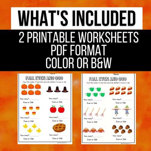 Even And Odd Number Fall/ Autumn Activity | No Prep Printable Worksheets