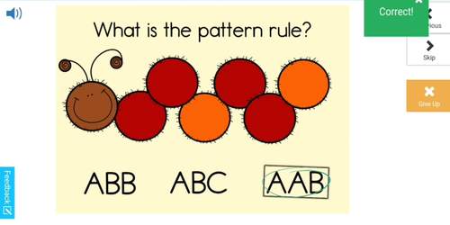 Patterning Review Digital Task Cards with BOOM Cards for Kindergarten