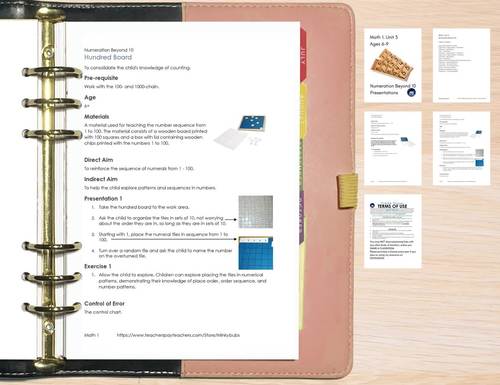 Montessori Math Manual Numeration Beyond 10 LESSONS MATH 1 UNIT 3