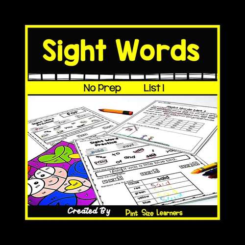 NO PREP Kindergarten Sight Word Worksheets | Sight Word Practice for List 1