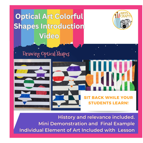 Op Art Drawing Colorful Shapes Introduction Video by Arts and Crafty