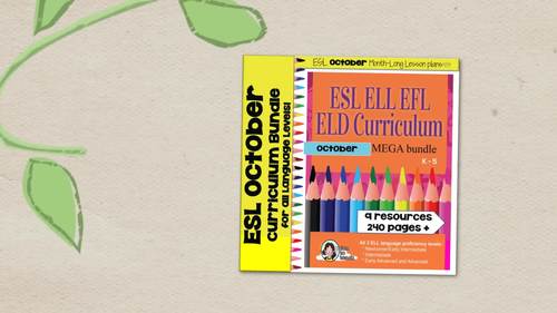 ESL - October Monthly Curriculum Bundle - ELL Lesson Plans and ESL ...