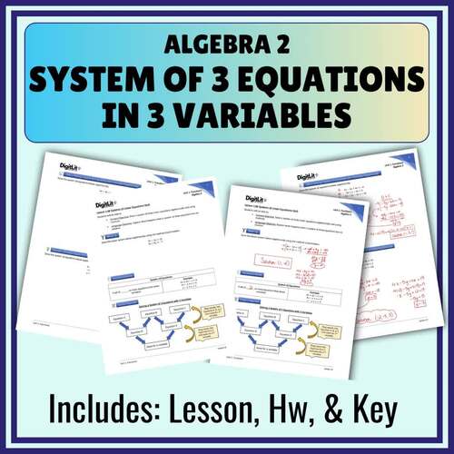 System of 3 Equations in 3 Variables Notes, Worksheets 10th-12th Grade ...