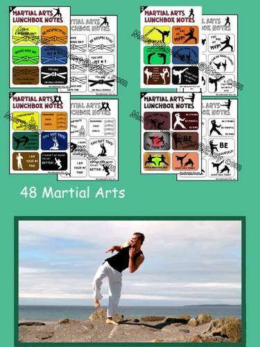 Martial Arts Themed Lunchbox Notes| Cute Positive Messages Martial Arts ...