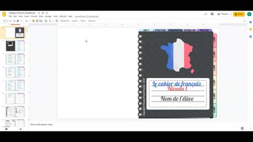T'es Branche French Beginner Digital Interactive Notebook Google Slides