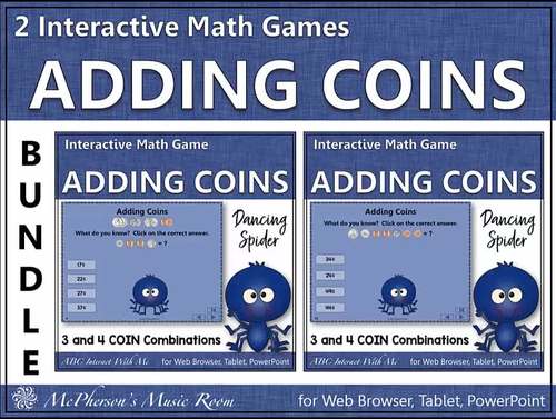 Interactive Money Game Adding Coins 3 and 4 Coin Combinations {Dancing ...