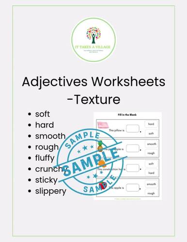 Adjectives Worksheets-by Texture-multiple choice, draw a line, fill in ...
