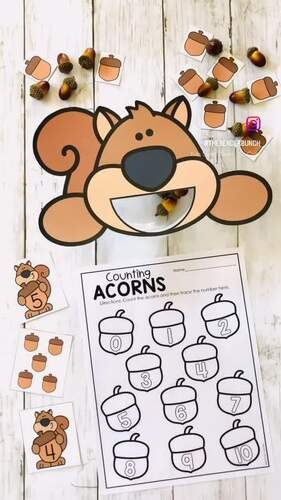 Feed the Squirrel - Hands On Counting Practice for 0 - 10 - Counting Acorns