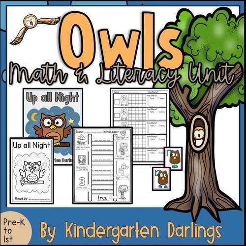 Owls Literacy and Math Unit by Kindergarten Darlings | TPT