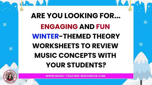 WINTER Music Activities - 24 Theory Worksheets in THREE Formats | TPT