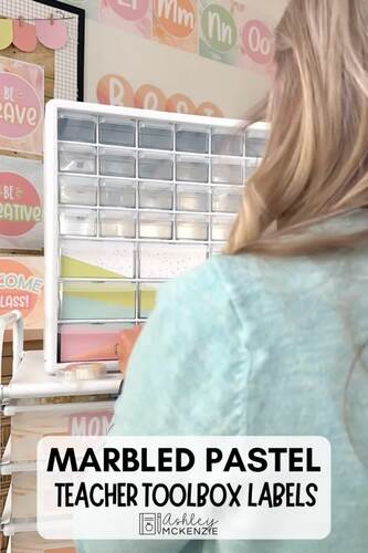 Marbled Pastel Classroom Decor | Teacher Toolbox Labels - Editable!