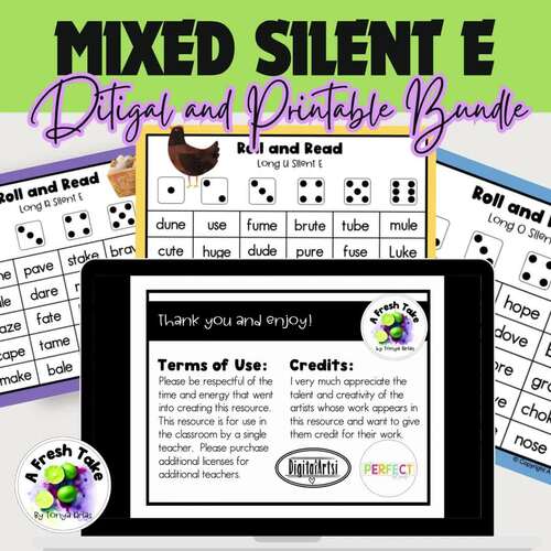 Mixed Silent E Roll & Read Words Sentences |Phonics Games| Digital ...
