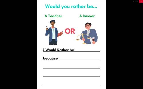 Community Helpers Opinion Writing Prompts Worksheets (Would You Rather ...