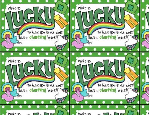 Lucky Charms Winter Holiday (Christmas) Treat Tag- We're so Lucky to ...