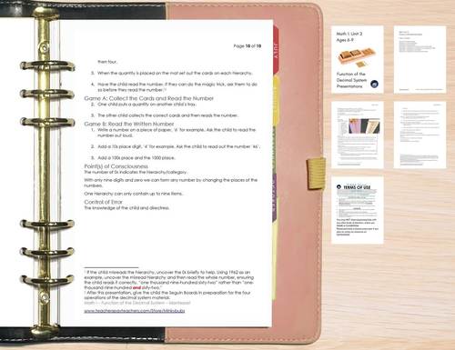 Montessori Math 1 Manual Decimal System Lesson Plans Unit 2 | TPT