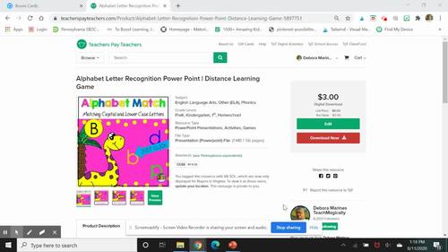 Dinosaur Alphabet Letter Recognition Powerpoint Uppercase and Lowercase ...