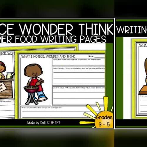 Notice Wonder Think Summer Foods Writing Pages For Grades 3 - 5 by Kelli C