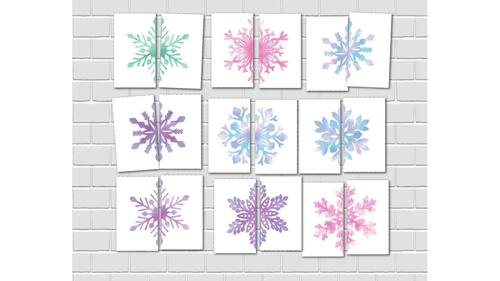 Snowflake Symmetry Cards, Winter Game, Christmas Matching Activity