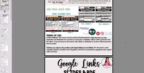 October Reading Passages Series 3 Set of 5, w/ Comprehension, DIGITAL & PDF