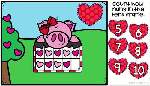 VALENTINE Counting Tens Frame 0-20 ~ONLINE Distance Learning Google ...