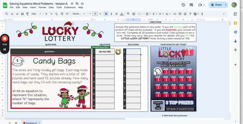 Two-Step & Multi-Step Equation Word Problems Christmas Math Digital ...