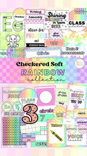 Checkered Rainbow Binder Covers Class Decor [editable] DIGITAL DOWNLOAD