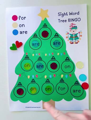 Christmas Tree Sight Word BINGO – Hands-On Literacy Center for Kindergarten