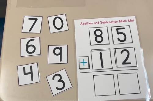 Reusable Addition & Subtraction Math Mat with Quantity Cards | Hands-On ...