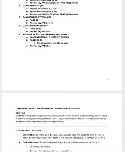 NACHO LIBRE MOVIE GUIDE & OAXACAN CULTURE MEGA PACK by Mindful Mundo