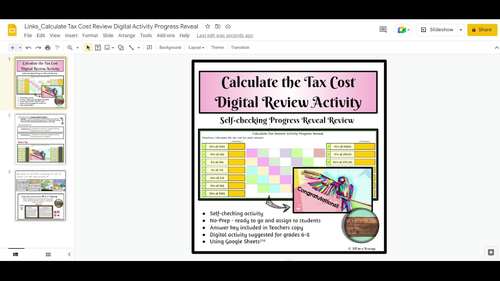 Sales Tax Digital Review Activity Progress Reveal Mystery Picture