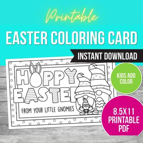 Easter Coloring Card, Printable Easter Craft, Easter Activity Printable PDF