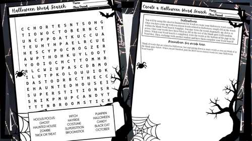 Middle School English ELA Fun Halloween Activity | Word Search!