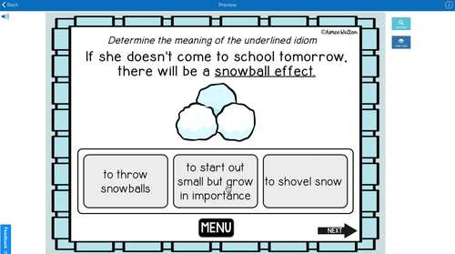 Winter Idioms in Context Speech Boom Cards™ by Aimee Walton | TPT